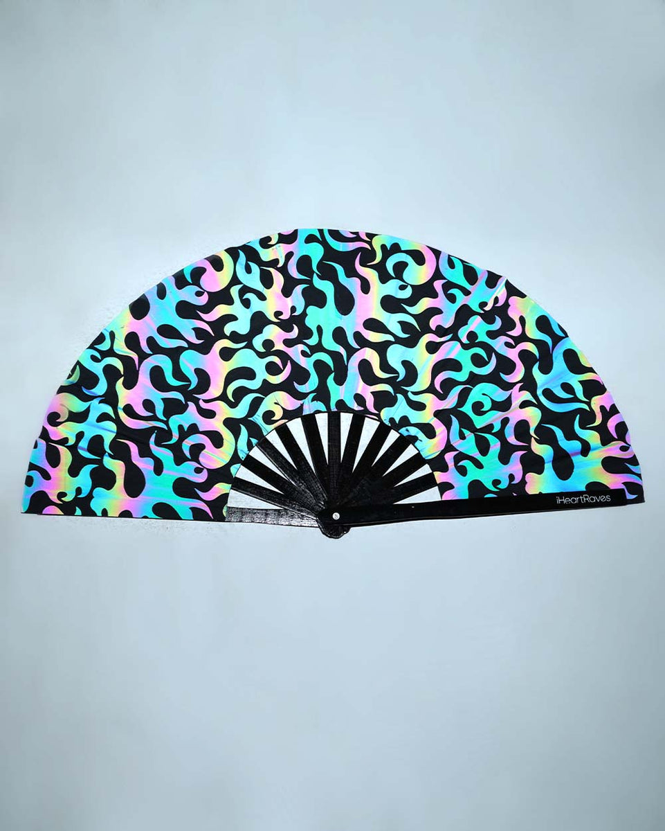 Brightest Flame Rainbow Reflective Hand Fan – iHeartRaves