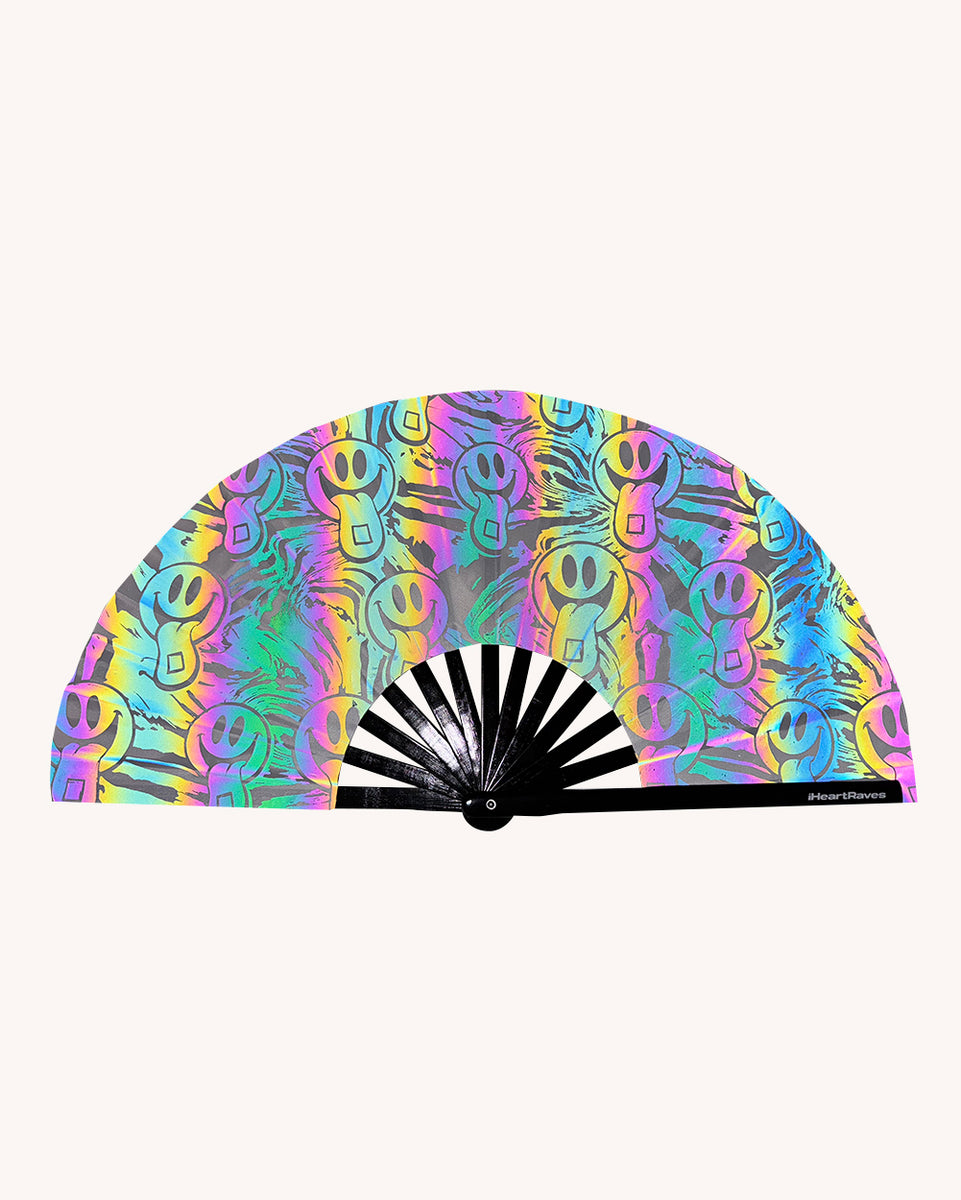 Happy Hour White Reflective Hand Fan – iHeartRaves