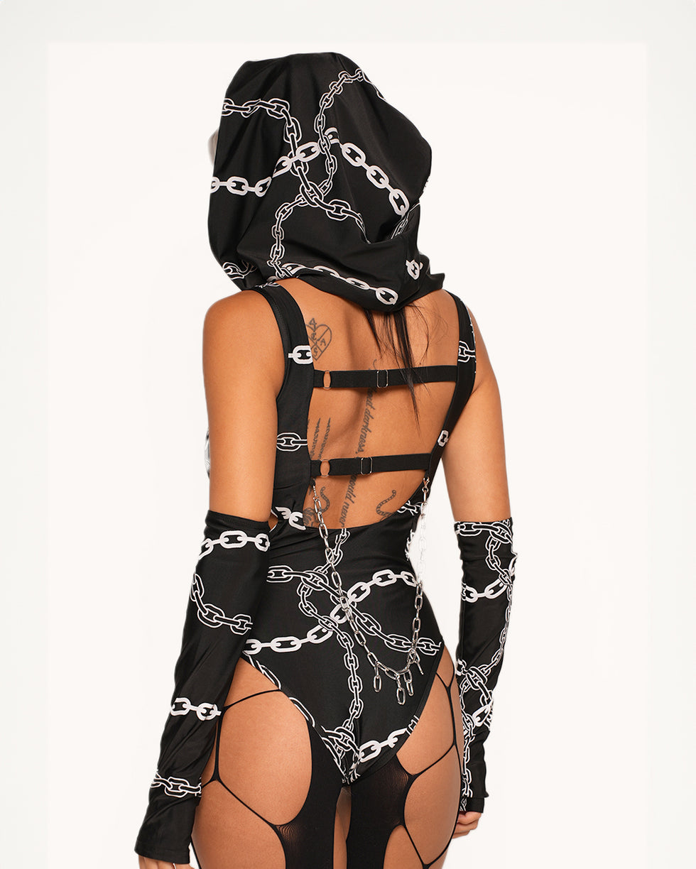 Power Surge Silver Reflective Chain Bodysuit & Sleeve Set – iHeartRaves