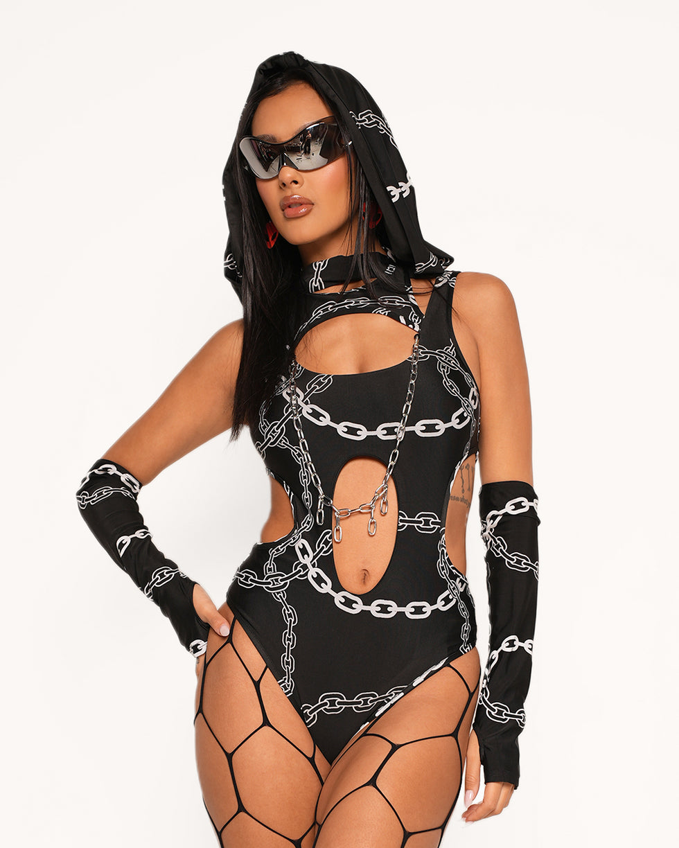 Power Surge Silver Reflective Chain Bodysuit & Sleeve Set – iHeartRaves