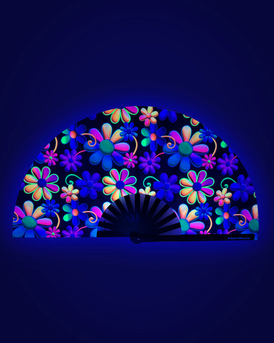 Psychodelic Daisy UV Reactive Hand Fan – iHeartRaves