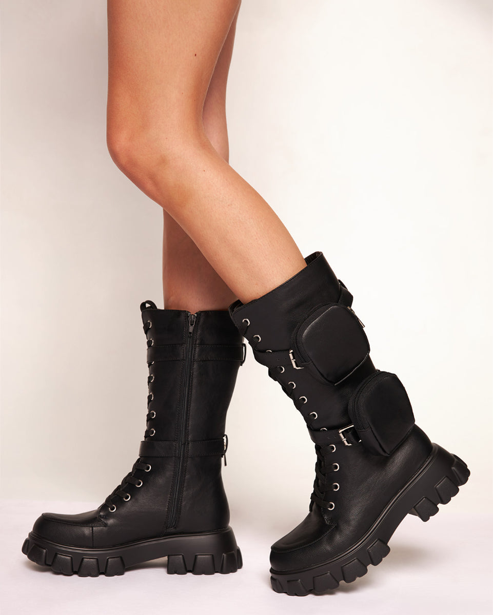 Rise to the Top Combat Boots With Pouch – iHeartRaves