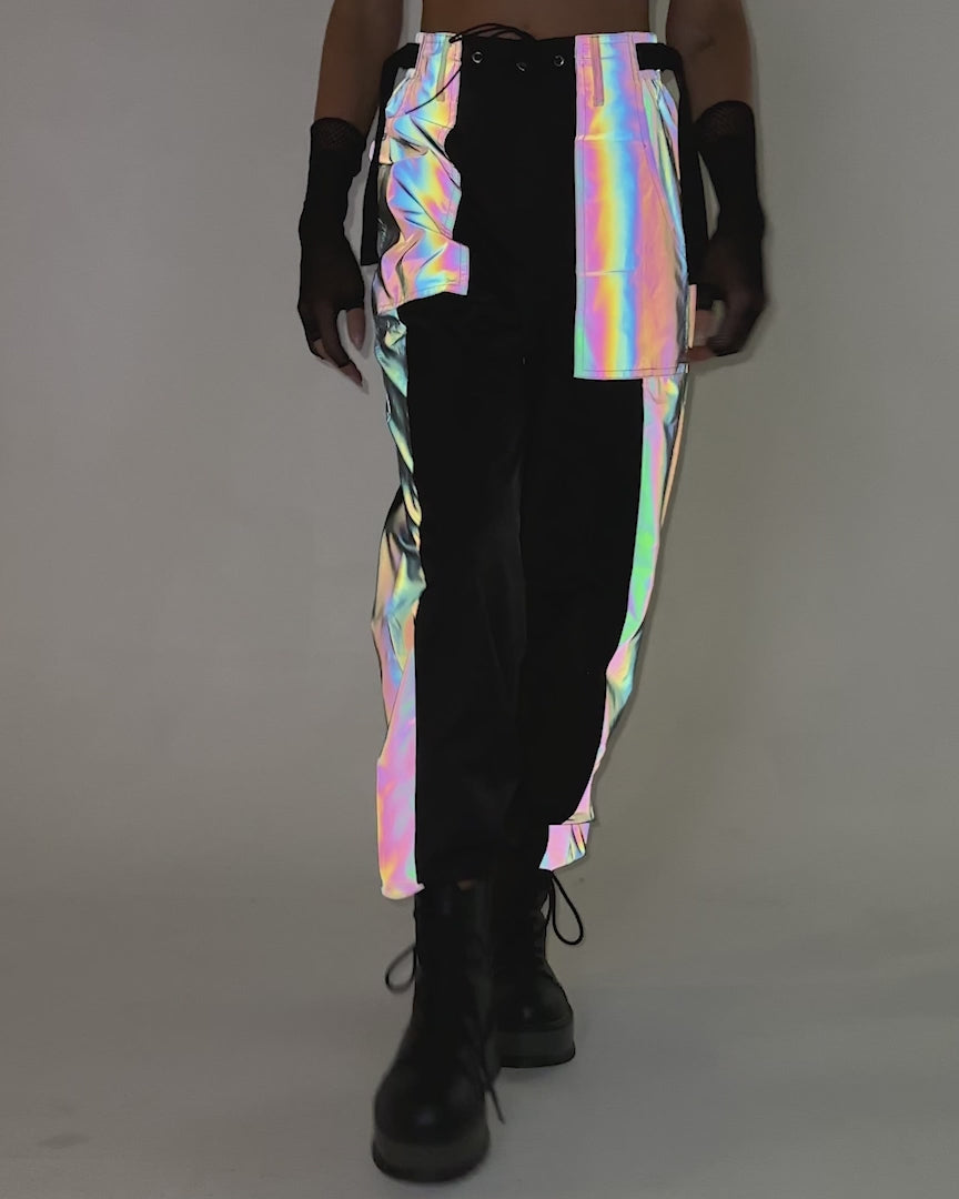 Time 2 Get Lit Rainbow Reflective Cargo Joggers – iHeartRaves